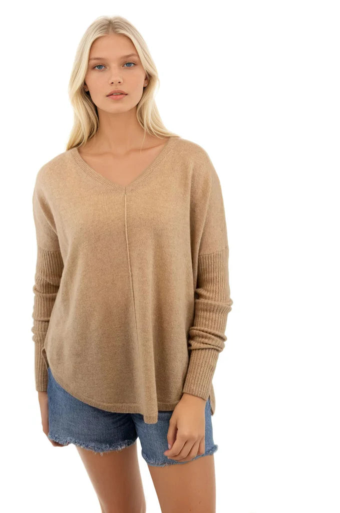 Nelly V-Neck Cashmere Sweater - Golden Sand – Gum Tree